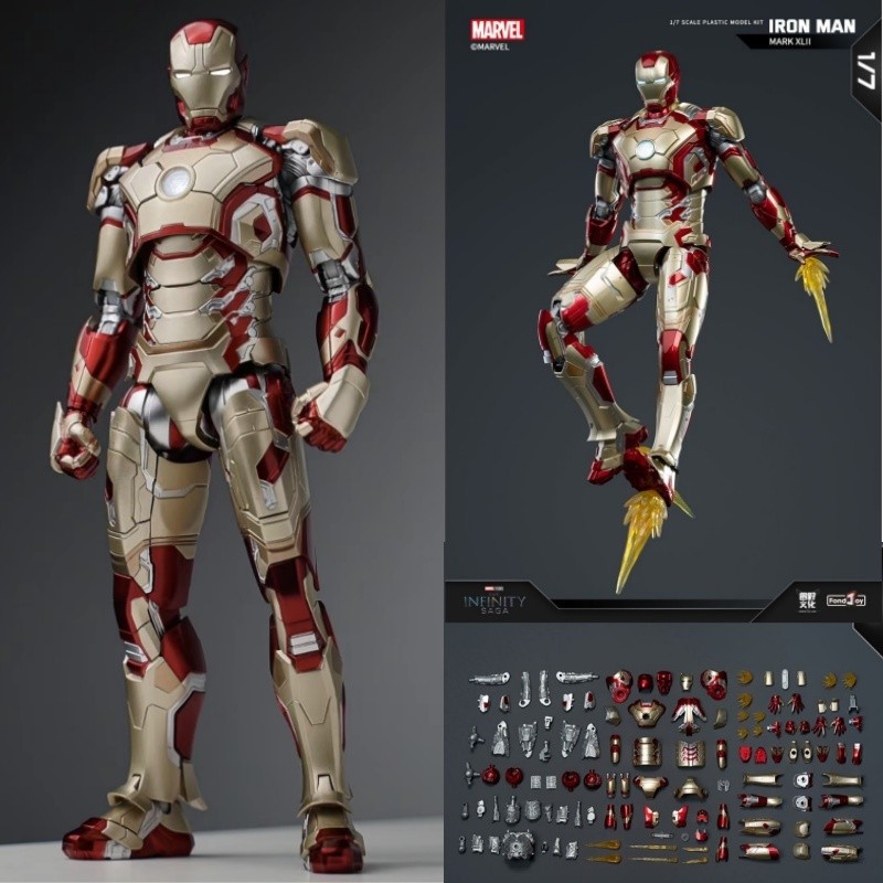 Marvel ของแท้ Fanle Iron Man MK42 1/7 ประกอบเคลื่อนย้ายได้ Luminous ของ ...
