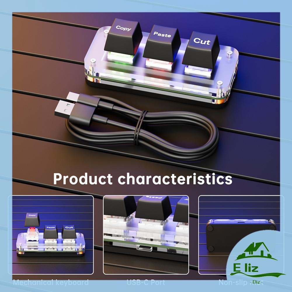 [Elizabeth1.th] Rgb Mini Cut Copy Paste Keyboard 3-Key USB Type-C ...