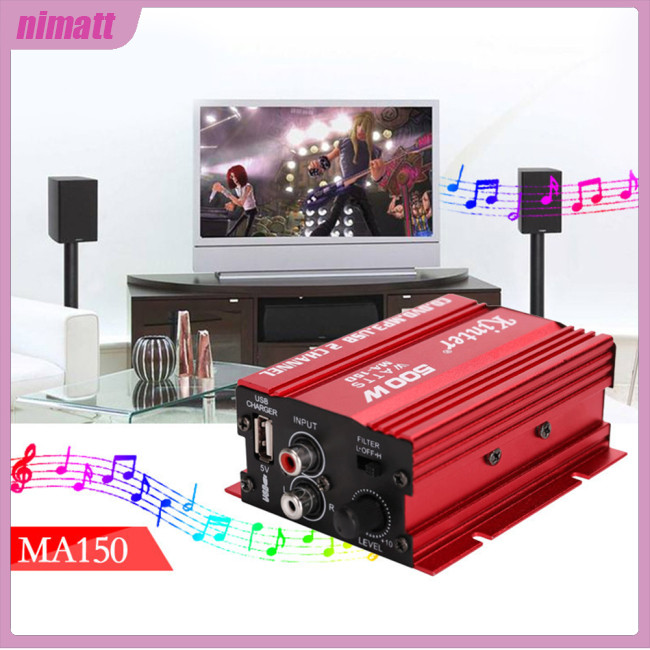 Ni MA150 500W รถจักรยานยนต์รถยนต์ 12V 2CH 2 ช่องเสียง AMP เครื่องขยาย ...