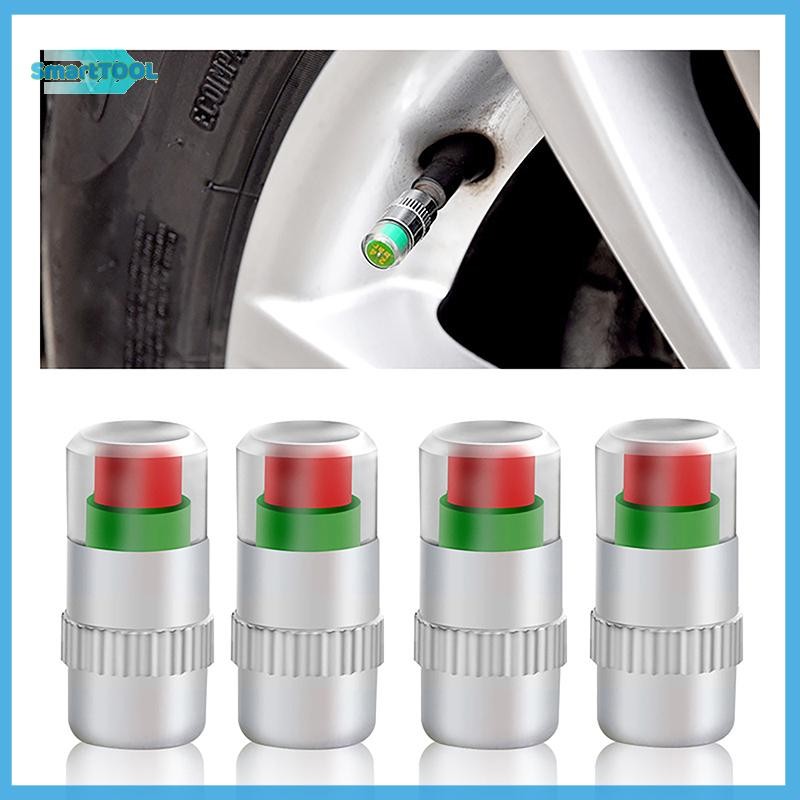 Utzn> 2/4PCS เครื่องวัดความดันลมยางรถยนต์ตัวบ่งชี้การตรวจจับวาล์วภายนอก ...