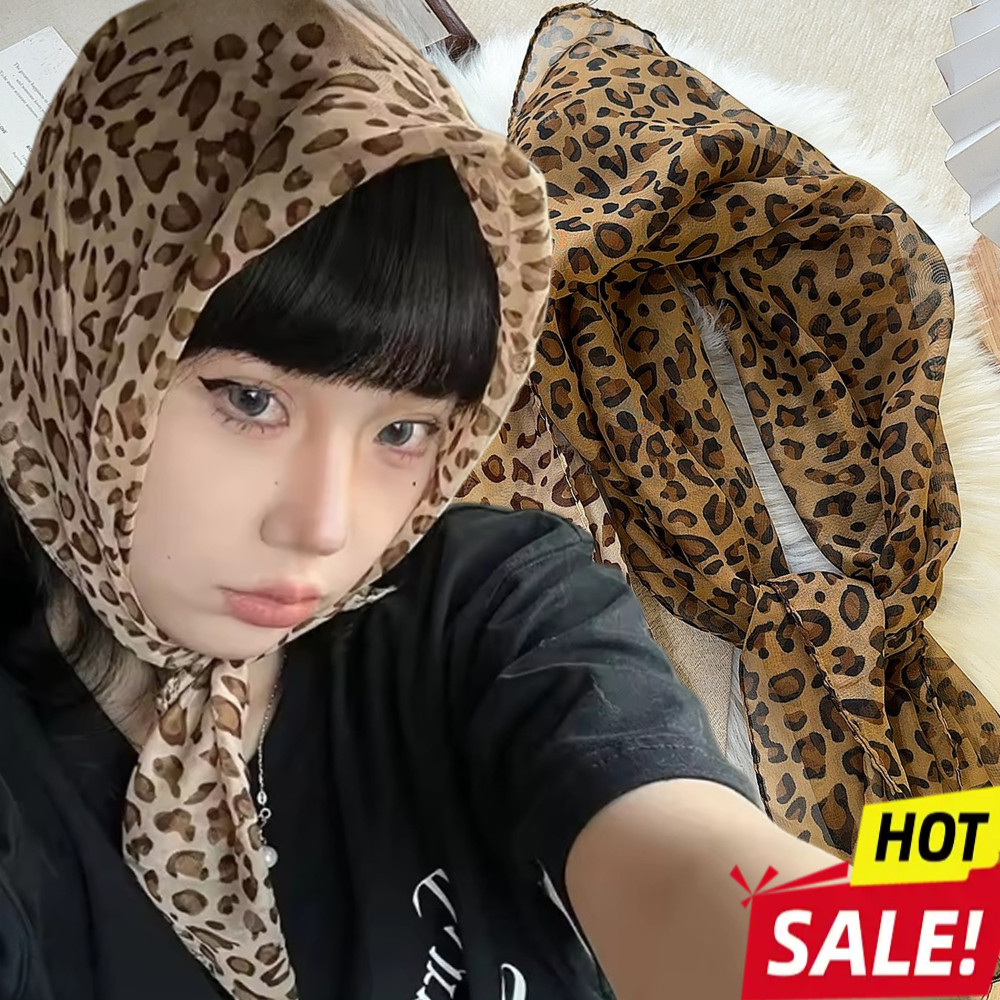 Y2k สไตล์แฟชั่นเสือดาว Headscarf - ผ้าพันคอฝรั่งเศส Dark Leopard Turban ...