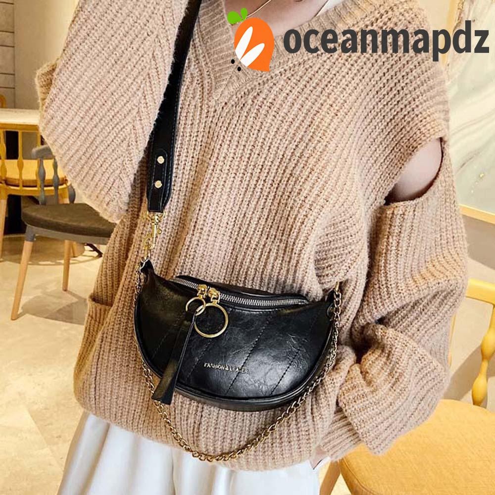 Oceanmapdz PU Dumpling Bag,คลาสสิกความจุขนาดใหญ่โซ่อานกระเป๋าถือ,กระเป๋าสะพายโลหะผสมสไตล์ ...