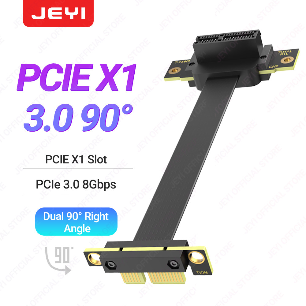 Jeyi PCIe 3.0/4.0 X1 Riser Cable, 90° สายต่อ PCI Express X1 มุมขวาสําหรับการ์ด PCIe WiFi, อะแดป ...