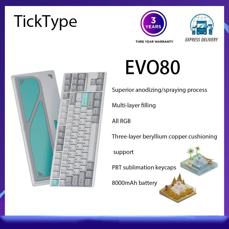 Ticktype EVO80 Tri-mode 2.4G Bluetooth Linear Aluminium Mechanical Keyboard | Shopee Thailand