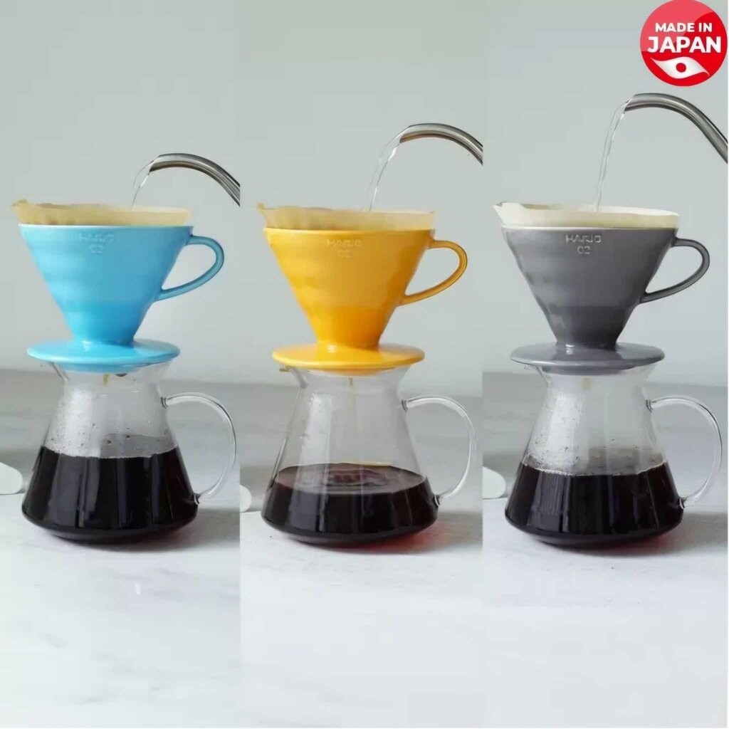 Hario เซ็ตดริปกาแฟ V60 Ceramic Dripper Set มีให้เลือก 3 สี เทา / ฟ้า / ส้ม | Shopee Thailand