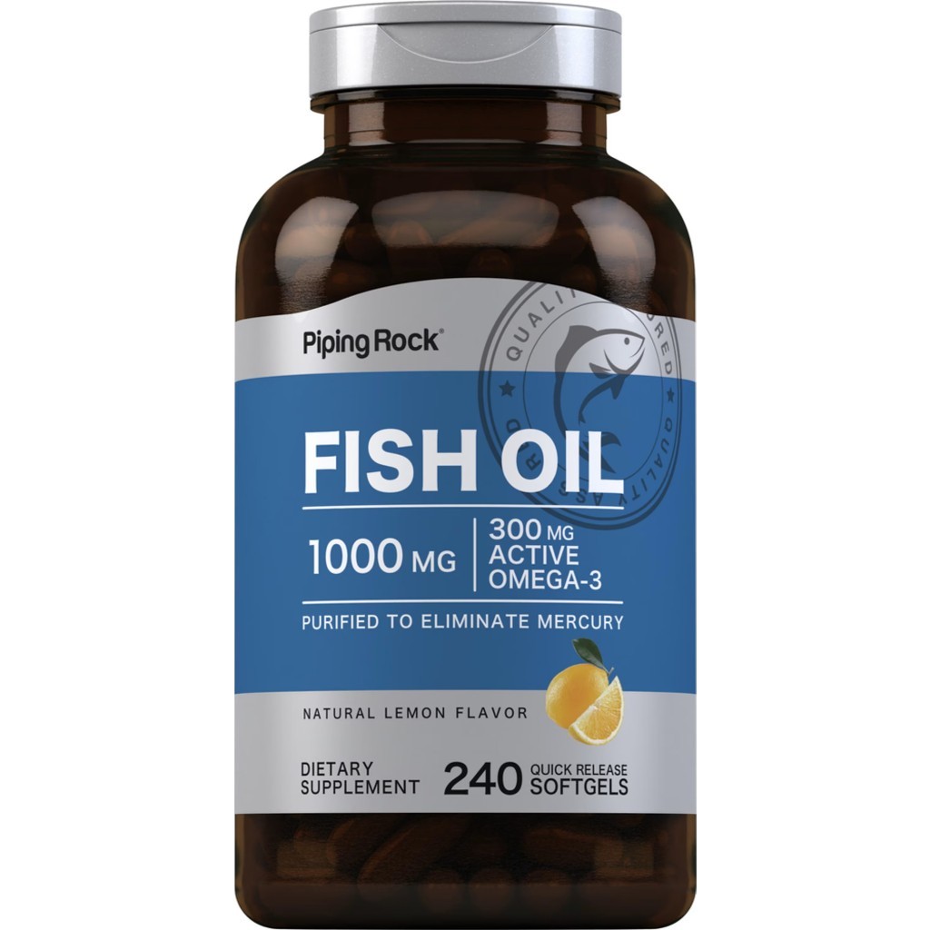 Omega-3 Fish Oil Lemon Flavor 1,000 mg. / 300 mg. Omega-3 (240Softgels ...