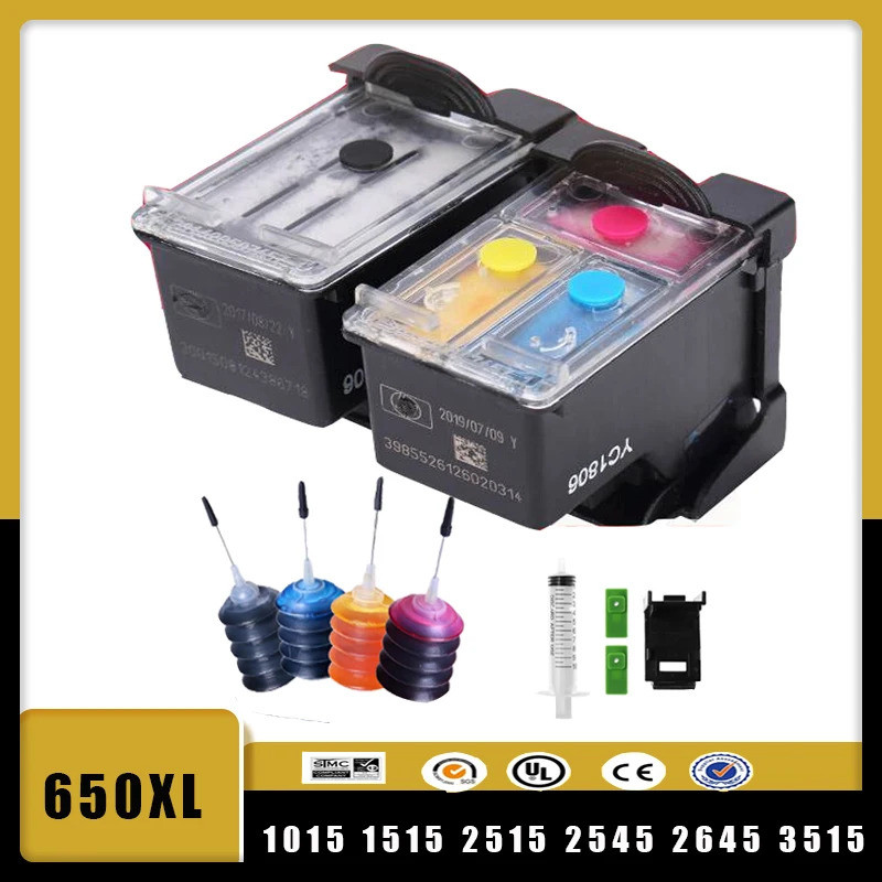 ตลับหมึก 650XL ใช้ได้กับเครื่องพิมพ์ HP 650 XL HP650 Deskjet 1015 1515 ...