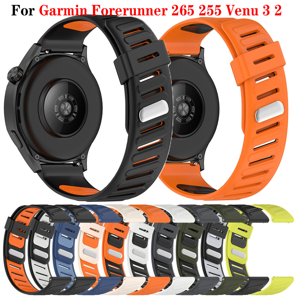 สายรัดซิลิโคนขนาด 22 มม. สำหรับ Garmin Forerunner 265 255 music Venu 3 2 Vivoactive 4 Active ...
