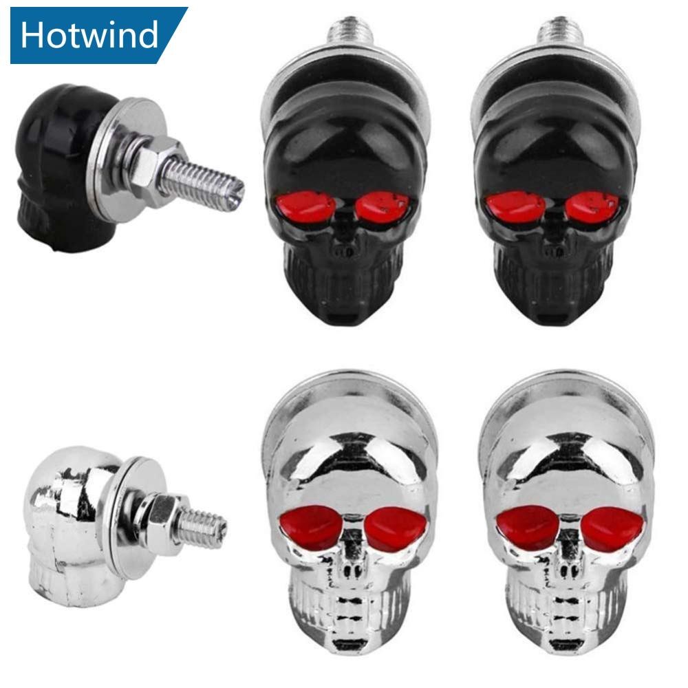 HW 2 ชิ้น Skull กรอบป้ายทะเบียนสลักเกลียวสกรู Fastener Cap Bolts รถ ...