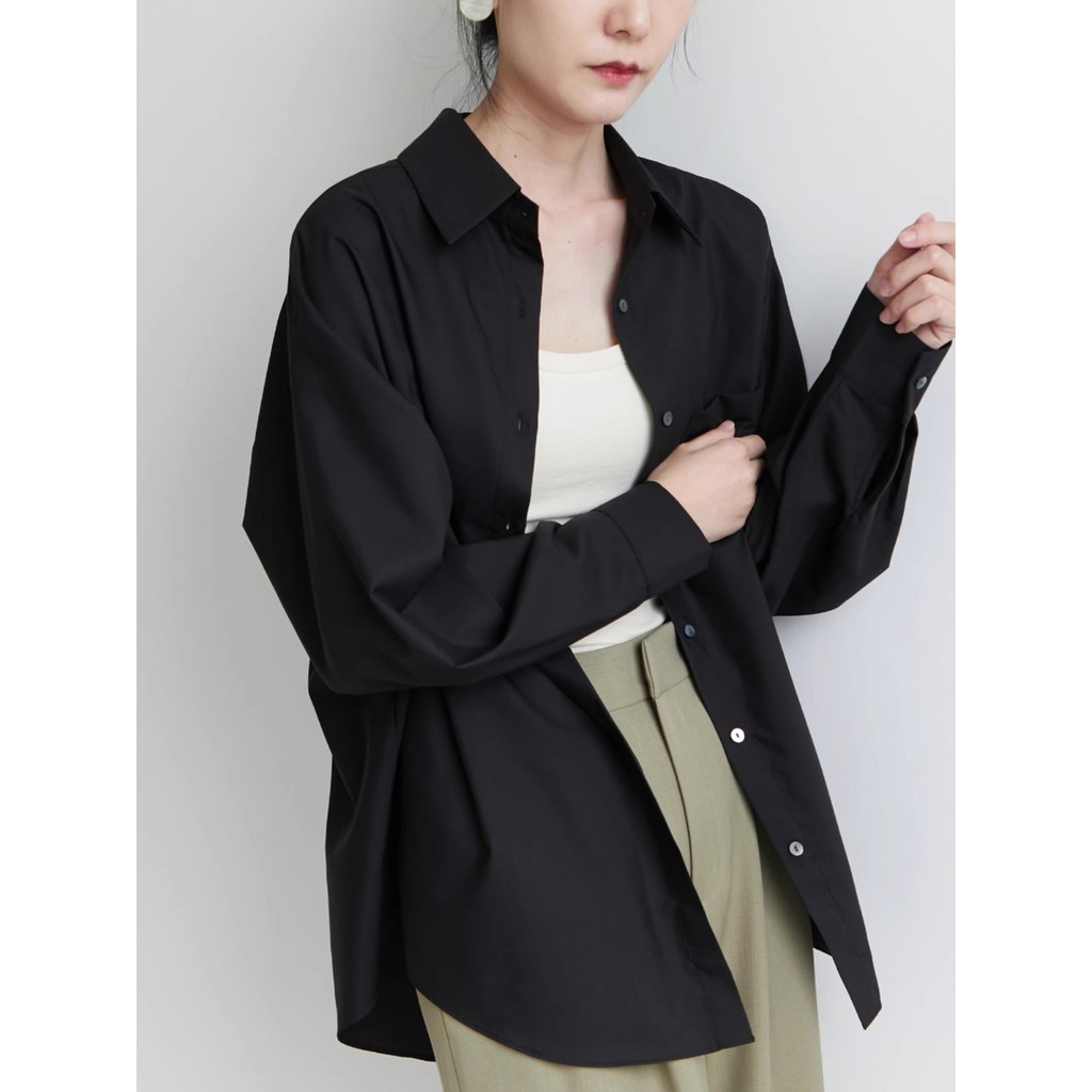 PKB2000 เสื้อเชิ้ตผู้หญิงสวยๆดูแพงแขนยาวลุคคุณหนูเรียบๆ ฟรีไซส์ รอบอก44 ...