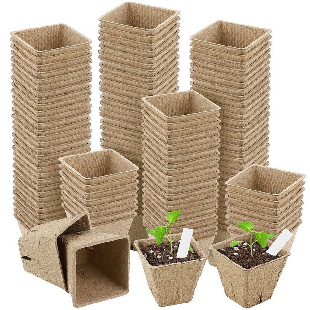 【VARSTR】Square Biodegradable Paper Pulp Peat Plant Pots Nursery Cup ...