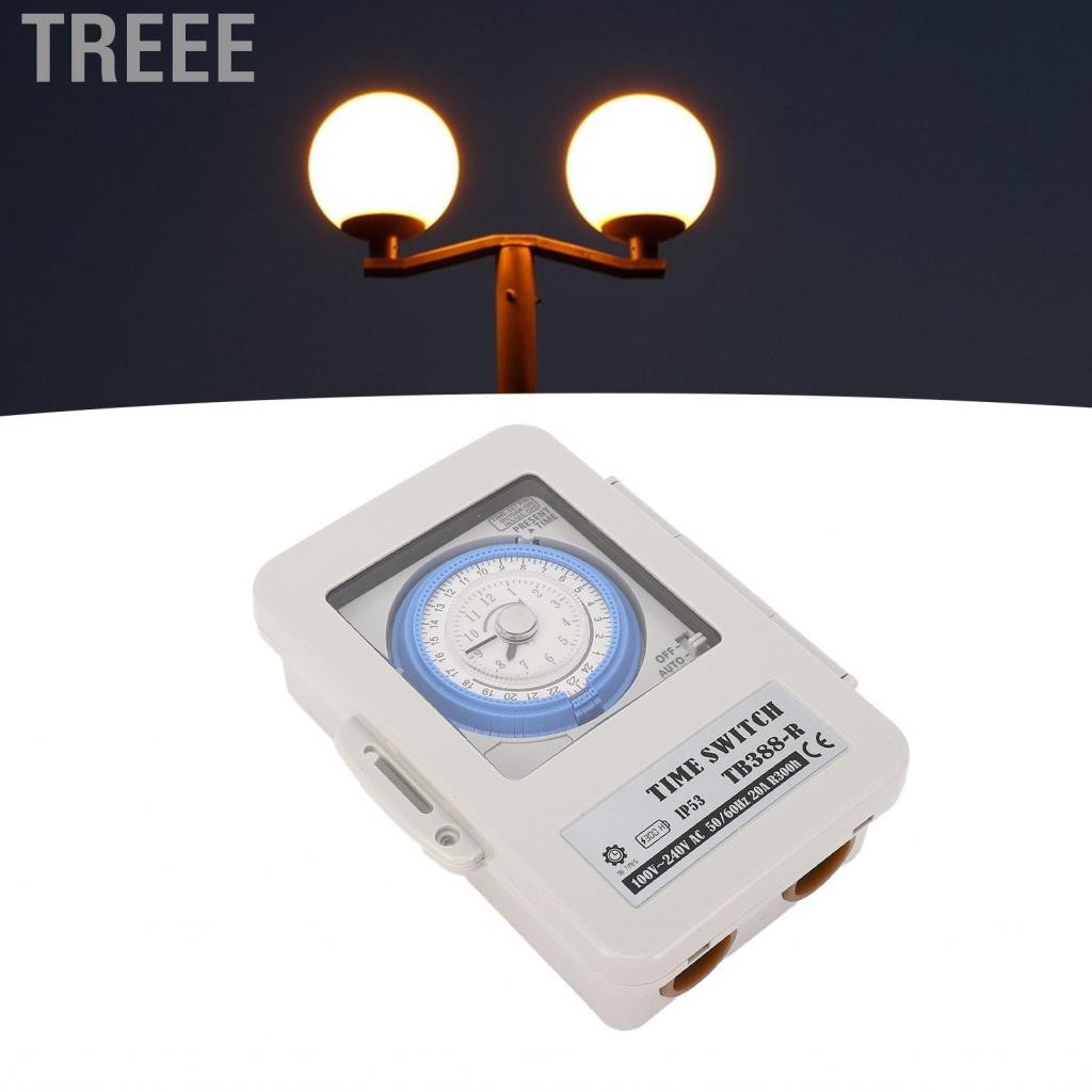 Treee เครื่องจับเวลาแบบกลไก 24 ชั่วโมงพร้อมฝาปิดโปร่งใส สวิตช์เวลาขั้นต่ำ 15 นาที | Shopee Thailand