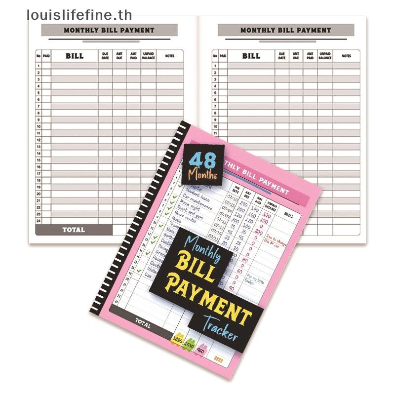 Louislifefine Bill Payment Management Book สีชมพู Bill Notebook ขนาด 28 ...