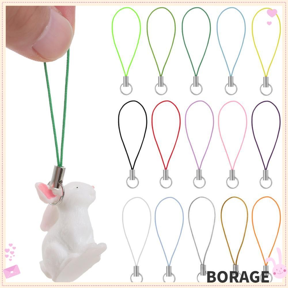 BORAG 100 ชิ้นสายไฟแหวนคีย์โพลีเอสเตอร์มือถือ Lariat Lanyard หัตถกรรมจี้โทรศัพท์มือถือ Charm ...