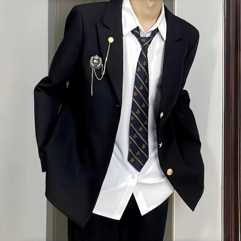HANLU All-Matching แฟชั่นสไตล์ญี่ปุ่นไวน์แดงเสื้อสูทผู้ชาย DK ...