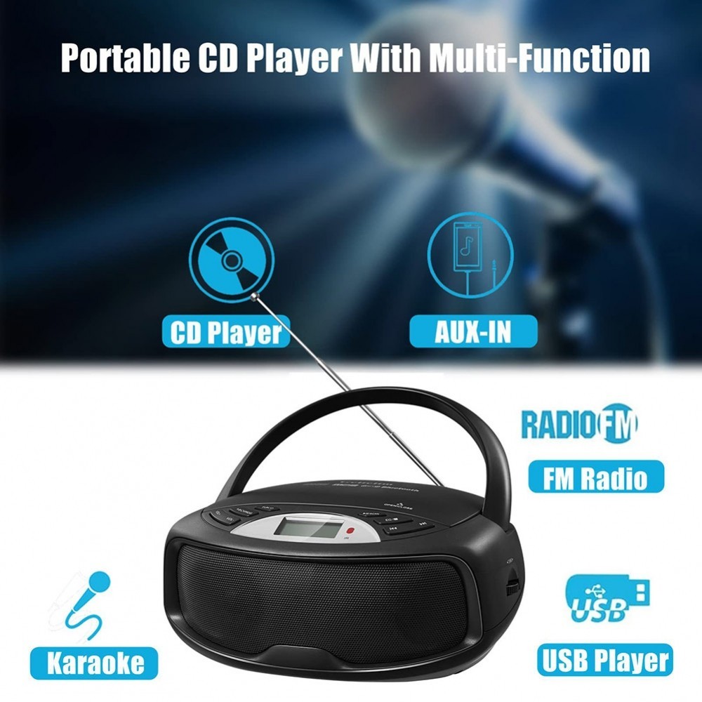 【NEW】Wireless Remote Control CD Player with Dual Speakers for Music ...