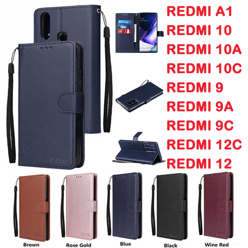 BOSS เคสฝาพับ ล็อคได้ สำหรับ REDMI A1 REDMI12 REDMI10 10C 10A REDMI9 9A 9C REDMI12Cเคสมีแม่เหล็ก ...