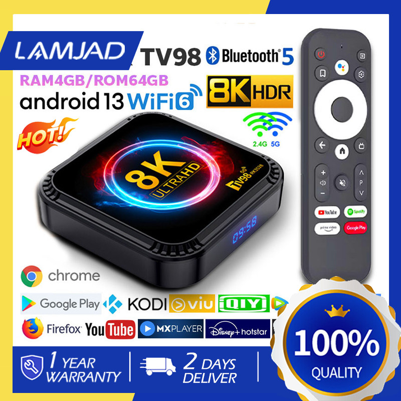 2024 กล่องแอนดรอย tv TV98 PRO RAM4G+ROM64GB Wi-Fi 5g Android 14 8K/HD TV BOX รองรับWifi กล่อง ...