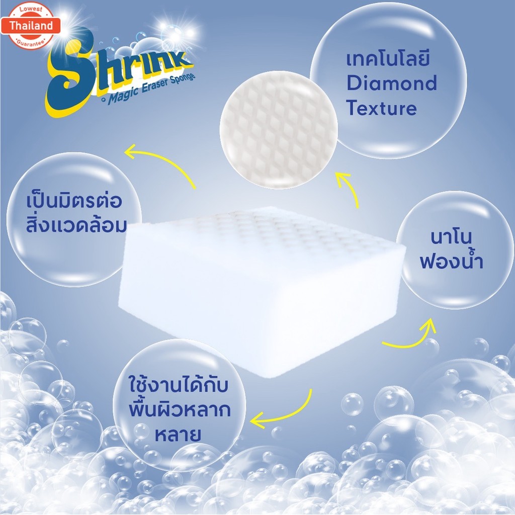 Shrink Magic Sponge ฟองน้ำนาโนขจัดคราสกปรกฝังแน่น | Shopee Thailand