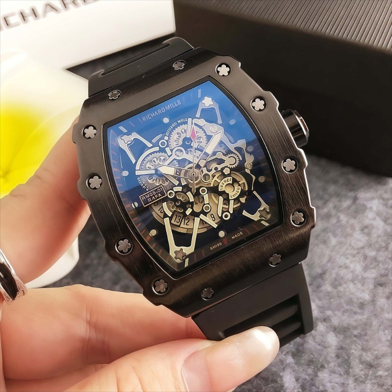Richard Mens Big Dail Quartz Watch พร้อมสายซิลิโคน Luxury Mechanical ...