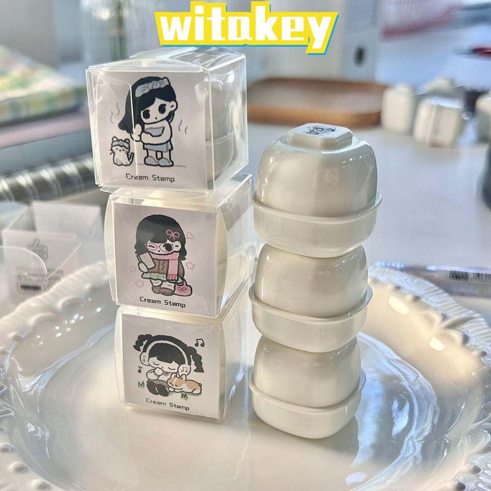 WITAKEY มินิครีมแสตมป์,พาสเทล DIY สมุดภาพวารสารสารพันแสตมป์,การ์ตูน Daily Planner Life Logging ...