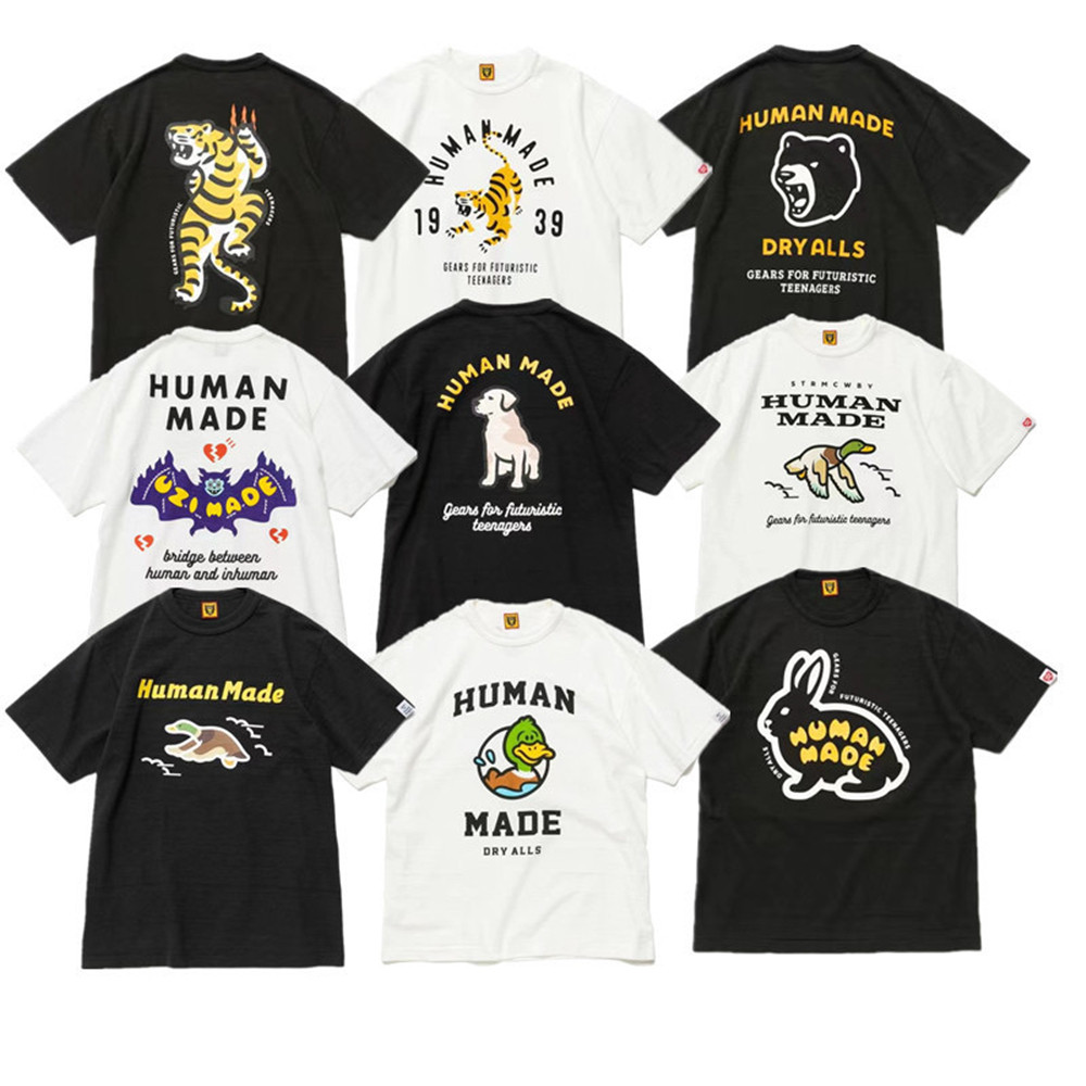 HUMAN MADE Tees 1:1 Harajuku การ์ตูนพิมพ์ลําลองหลวมผ้าฝ้ายฤดูร้อน Tops ...