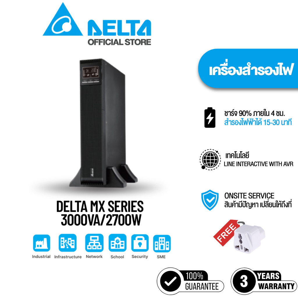 [สินค้าพร้อมส่ง] Delta UPS MX Series 3000VA/2700kW เครื่องสำรองไฟ [MX ...