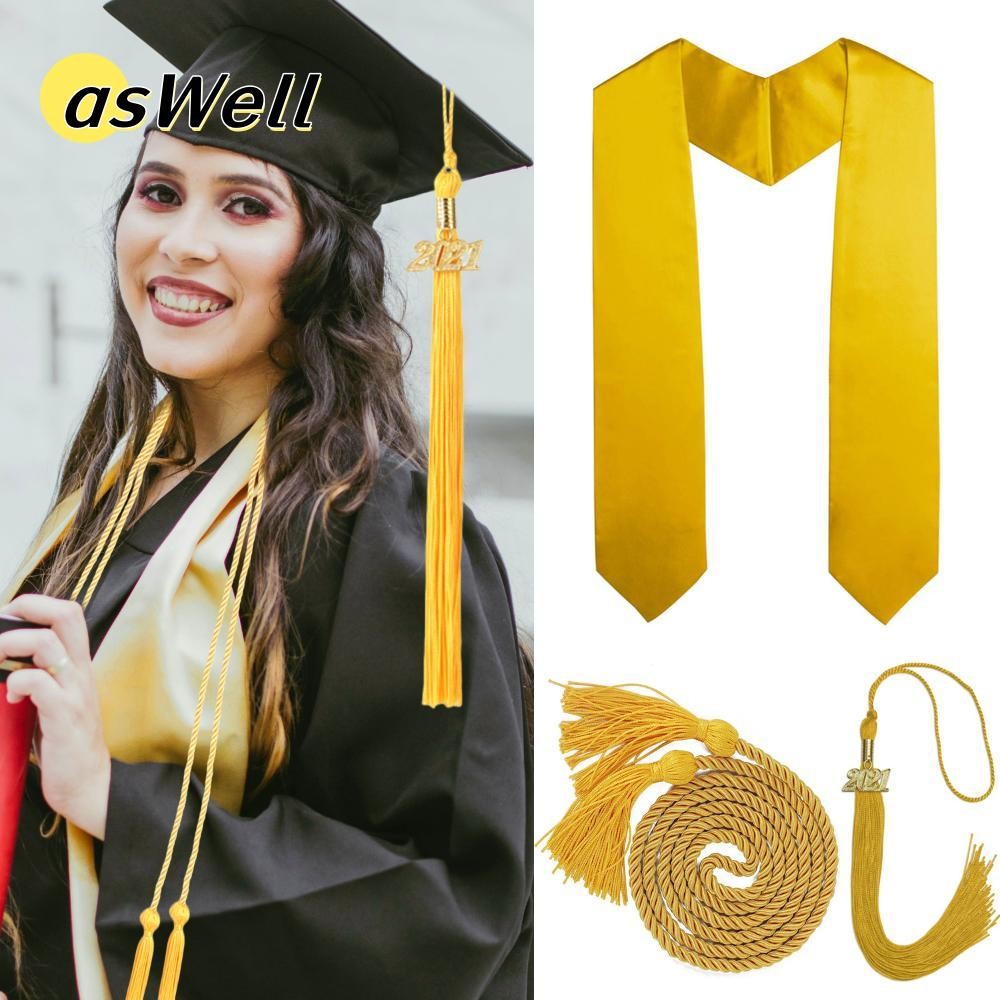 ASWELL จบการศึกษา Honor สายไฟเชือกของขวัญสีดํา Sashes Bachelor Gown จบ ...