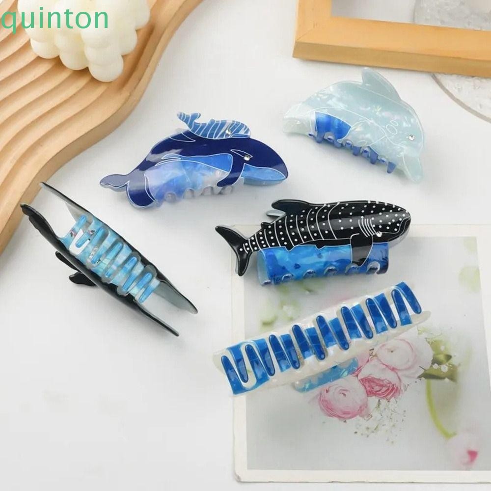 QUITON Animal Hair Claw, Blue Sea Creature การ์ตูน Dolphin กิ๊บติดผม ...