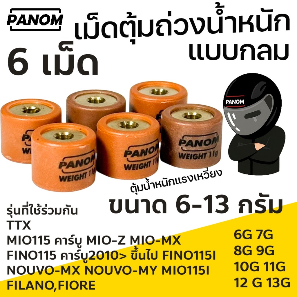 เม็ดตุ้มถ่วงน้ำหนัก PANOM TTX MIO115คาร์บู MX FINOคาร์บู FINO115I NOUVO MIO115I FILANO FIORE 6 ...
