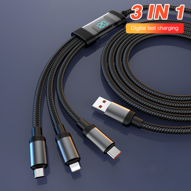 120w Digital Display Data cable Usb c To type c Pd 3 In 1 fast charging ...