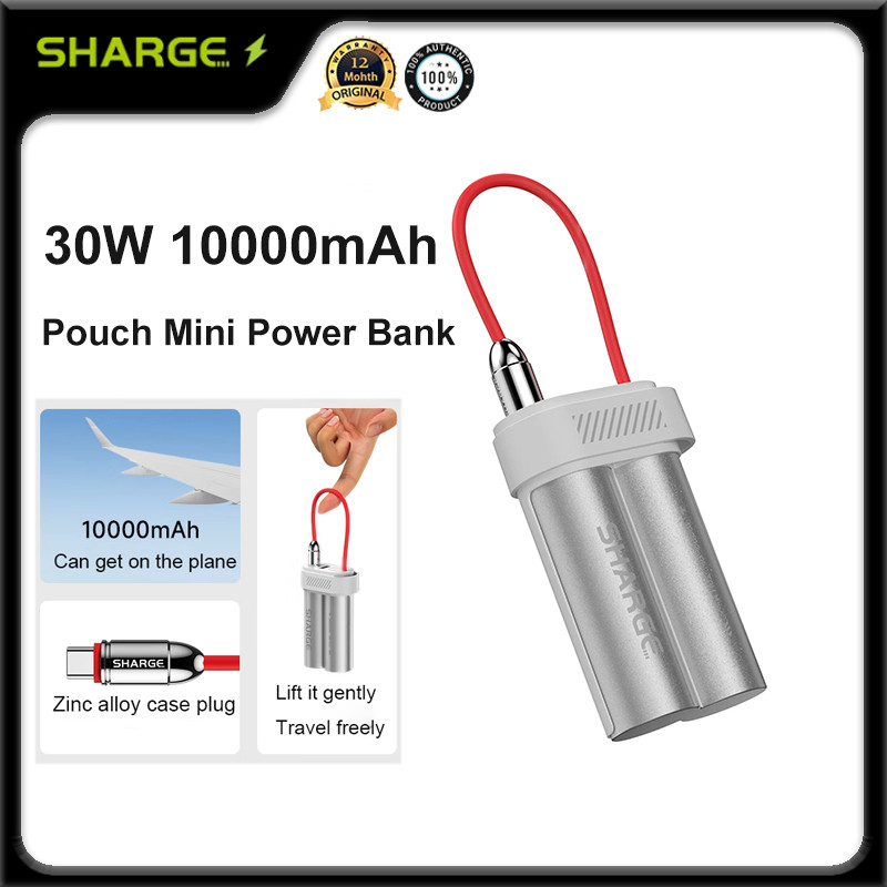 Sharge Pouch Mini Power Bank 30W 10000mAh สร้างขึ้นในสายเคเบิลเครื่อง ...
