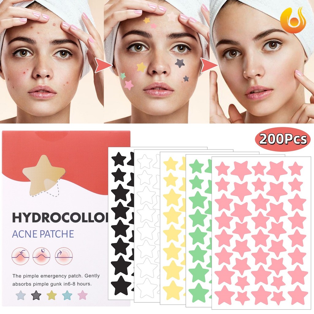 Skin Friendly Coloured Star Acne Patch - Gentle Facial Acne Scar Repair ...