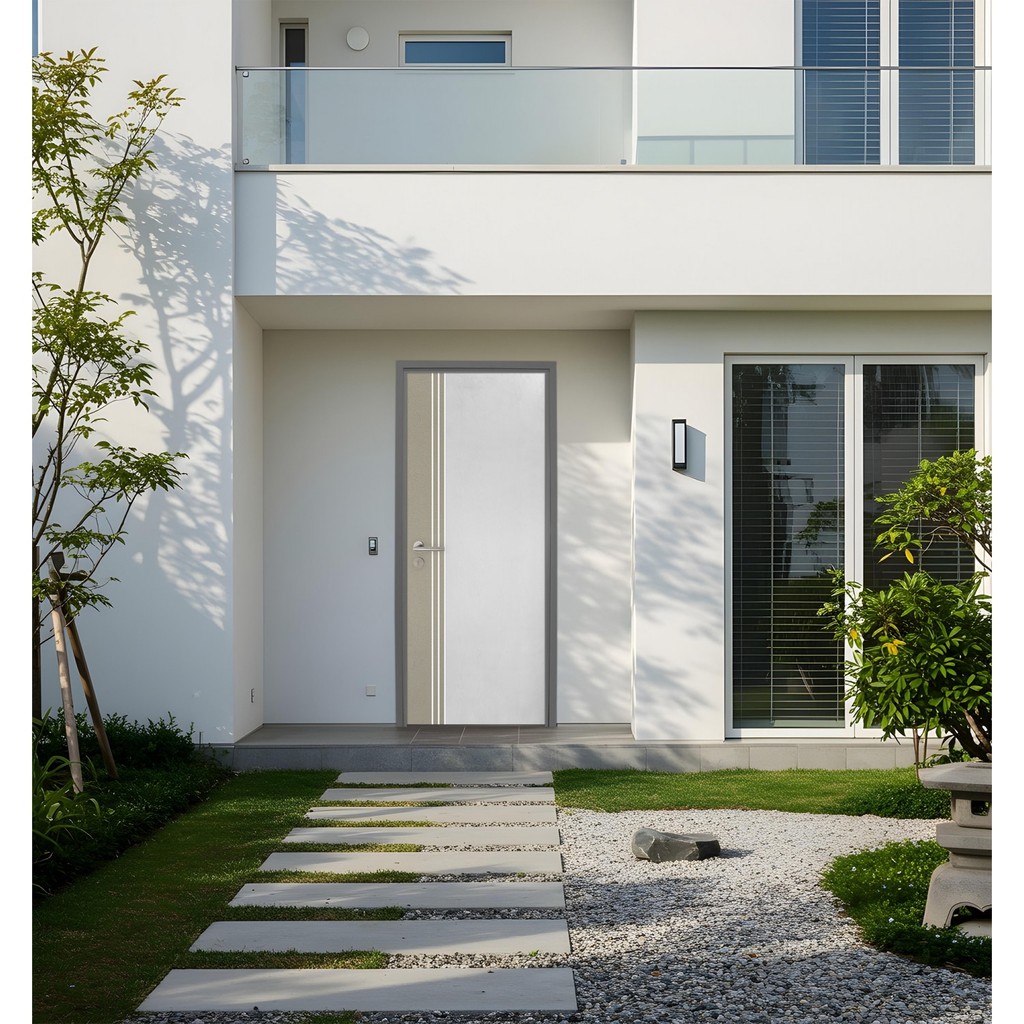 Lookpat_Mall WELLINGTAN ประตู uPVC เซาะร่องผิว Revo (สำหรับใช้ภายนอกเเละภายใน) WMN028 80x200 สี ...