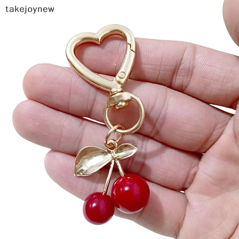 [takejoynew] พวงกุญแจรูปหัวใจเชอร์รี่หรูหราเกาหลีแฟชั่นพวงกุญแจโรแมนติกกระเป๋าสตรีจี้กระเป๋าเป้ ...