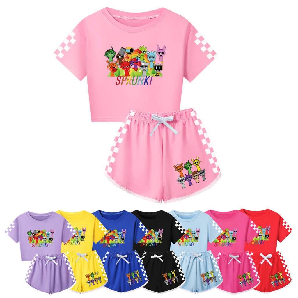 Sprunki Incredibox Sprunki Half Body Short Sleeved+Shorts ชุดแม่ลูก ...