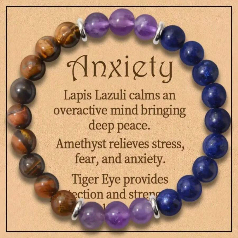 Amethyst Tiger Eye Stone สร้อยข้อมือผ่อนคลายความเครียดบรรเทาความวิตก ...