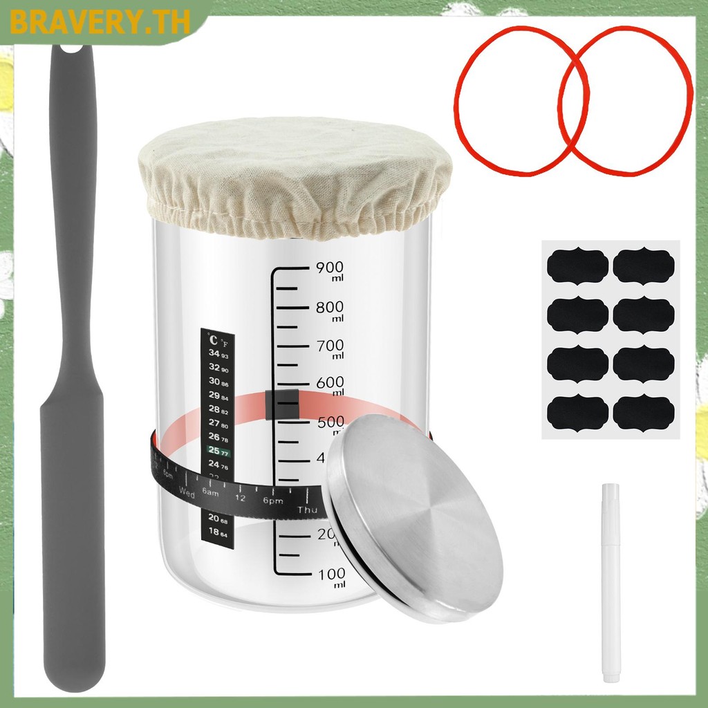 Sourdough Starter Jar Kit แก้ว Sourdough Starter Jar พร้อมอุปกรณ์เสริม ...