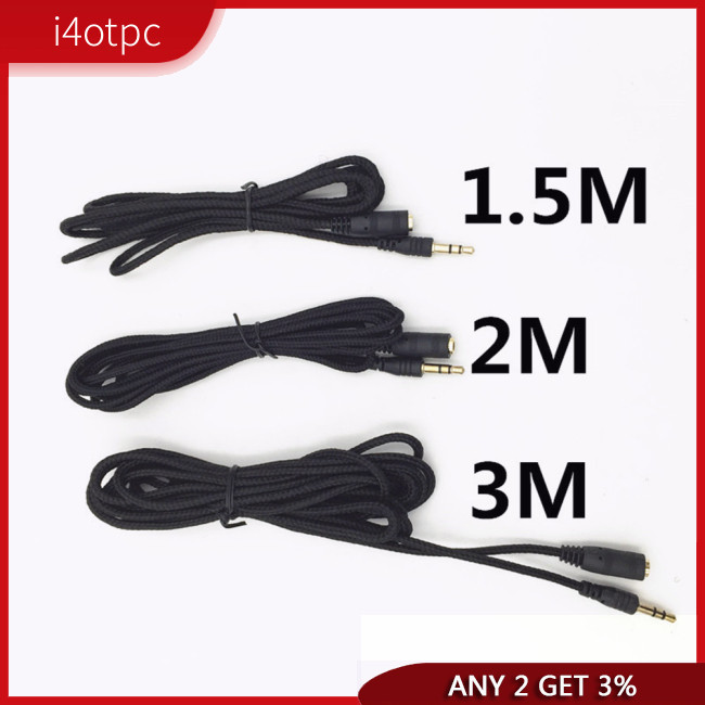 I4otpc 1.5m/2m/ 3.5 มม.แจ็คหญิงและชายหูฟังหูฟังสเตอริโอสายต่อสําหรับลําโพงโทรศัพท์สายไนลอน ...