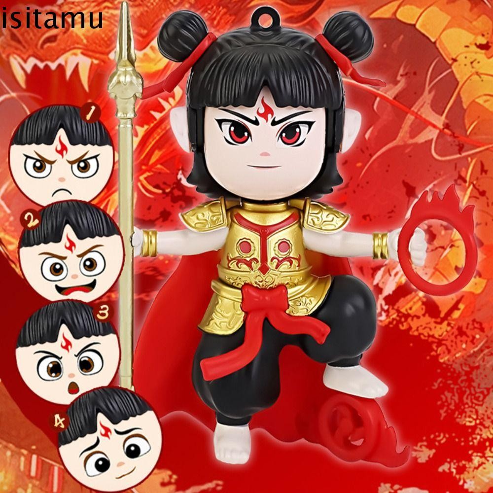 ISITAFT NeZha Face Makeup Toy, Model Doll สไตล์จีน NeZha2 ตุ๊กตาเปลี่ยน ...