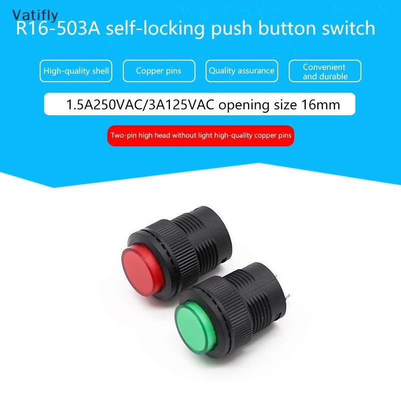 ใหม่ 1PCS R16-503 รอบปุ่มสวิทช์ Momentary 3A 250V 16 มม.ล็อครอบ Push ...