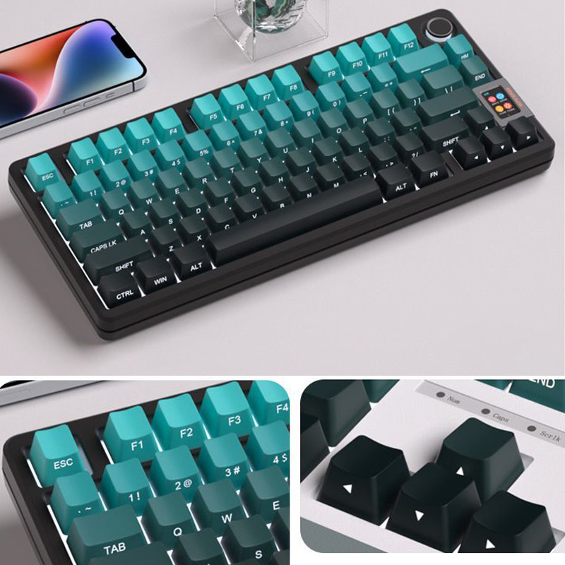 Gradient Cyan Side-lit RGB Backlit Keycaps Double Shot PBT Keycaps โปร ...