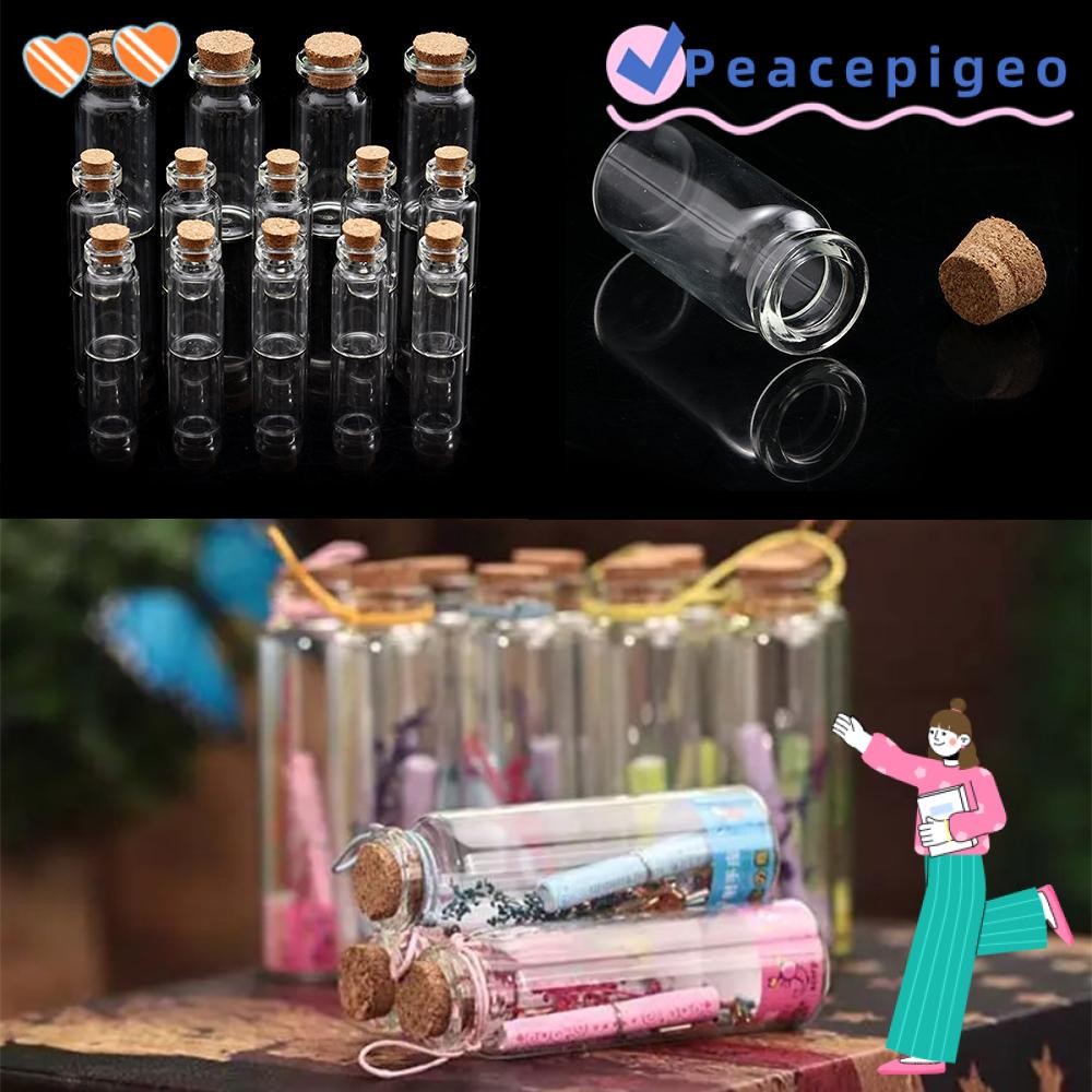 PEACEPIGEO 10x ขวดแก้ว Vials โปร่งใส Mini คอนเทนเนอร์ที่ว่างเปล่า Wishing พร้อมจุกไม้ก๊อก ...