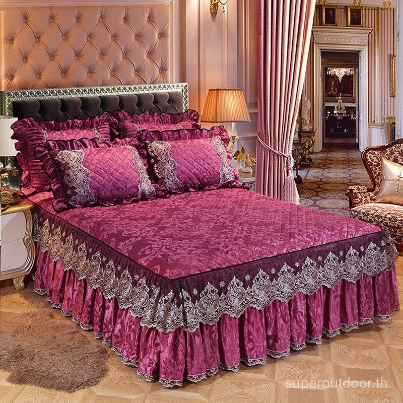 ในสต็อกหนาผ้าฝ้าย100% แผ่น ropol เจ้าสาวนุ่มแปรงเตียงกระโปรงลูกไม้ที่ ...