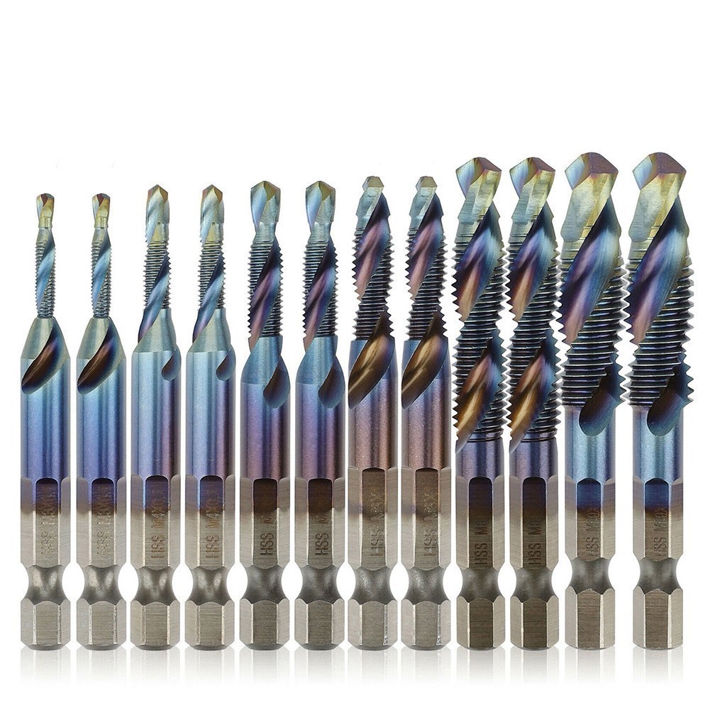 [SLTTH]High Speed Steel Titanium Plated Drill Bits Set 12PCS Hex Shank ...