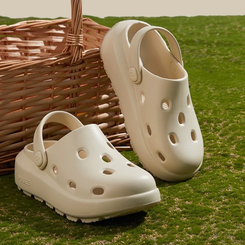 Puxi POSEE Cheese eva Crocs พื้นรองเท้าแพลตฟอร์มและรองเท้าชายหาดยกระดับ ...