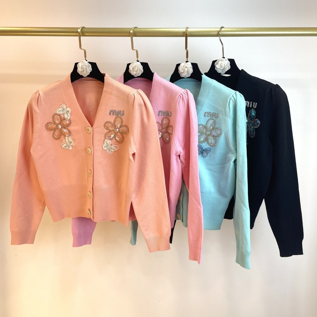 Mumu 2024 เสื้อคาร์ดิแกนถักสั้นโบว์ 3KW4 | Shopee Thailand