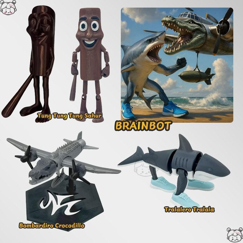 Brainbot Bombardino Crocodilo tung tung sahur อะนิเมะรุ่น 3D พิมพ์ ...