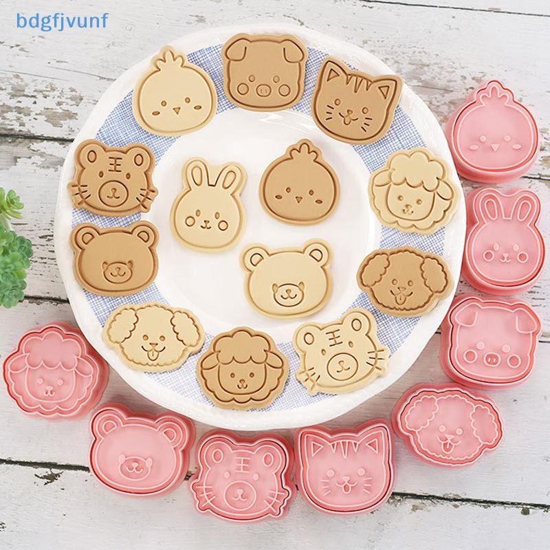 Bdgf 8 ชิ้นชุดสัตว์เครื่องตัดคุกกี้แสตมป์พลาสติกการ์ตูนกดบิสกิตแม่พิมพ์ ...