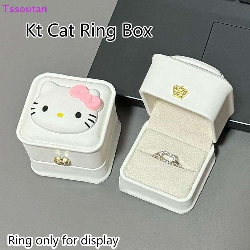 [TSST] 2024 ใหม่ Sanrio Hello Kitty แหวนกล่องเก็บสารภาพกล่องแหวนกํามะหยี่สีขาวกล่องเครื่องประดับ ...